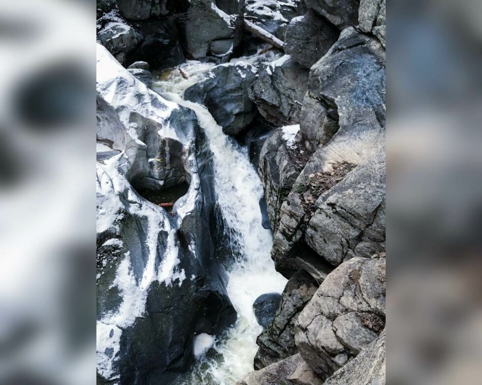 Hiking Heart Rock Waterfall In The Snow: A Crestline Gem